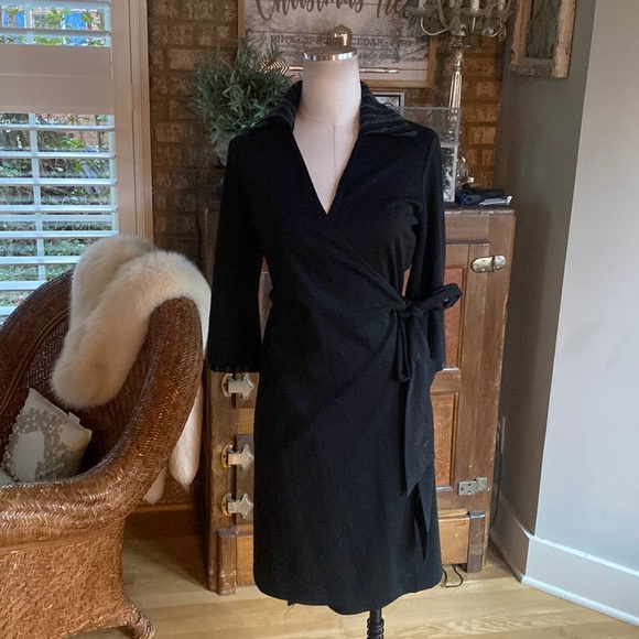 Anni Kuan | Dresses | Anni Kuan Designs Luxury Collard Black Wrap Dress ...